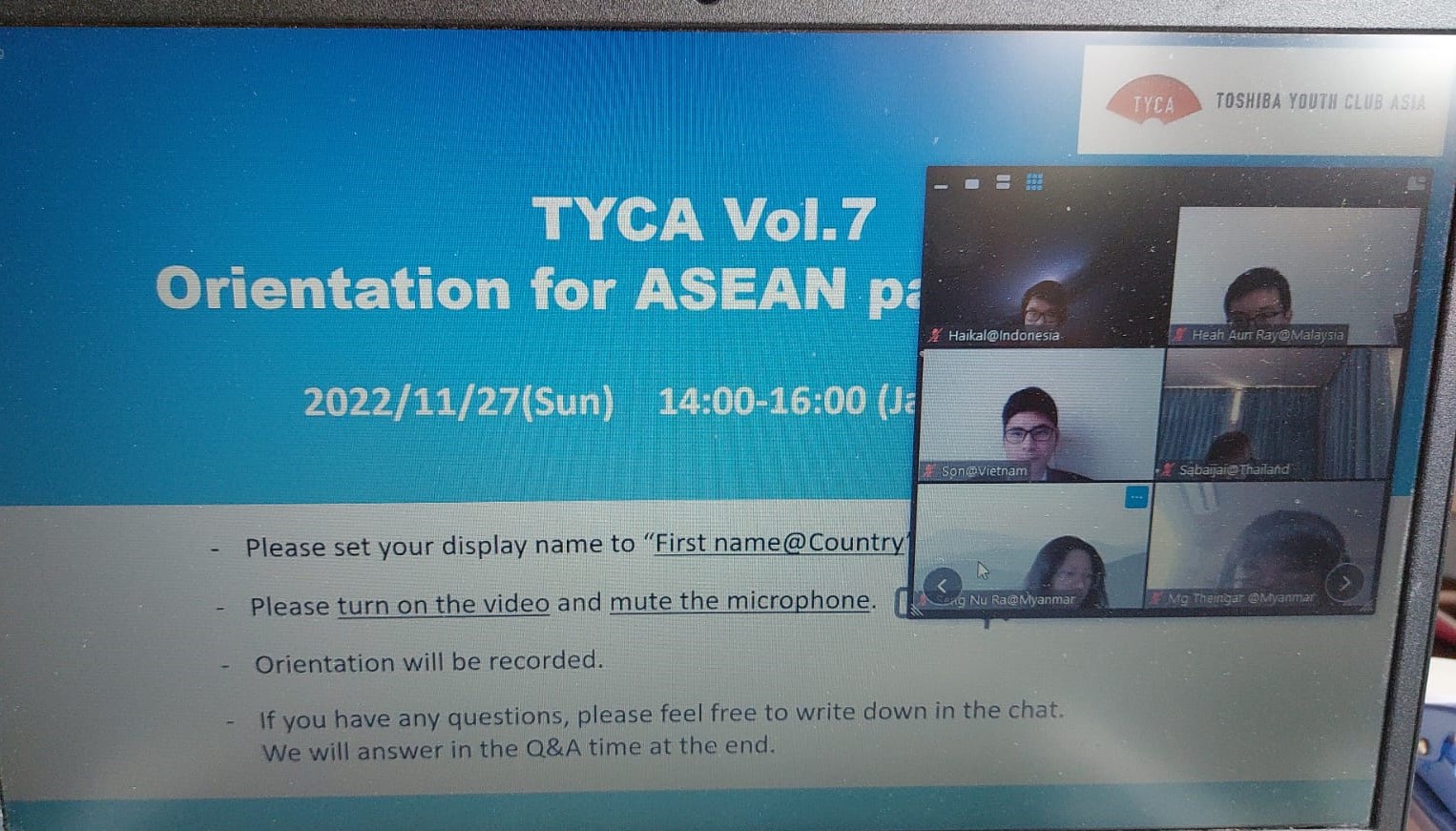 Toshiba Youth Club Asia ( TYCA ) 2022